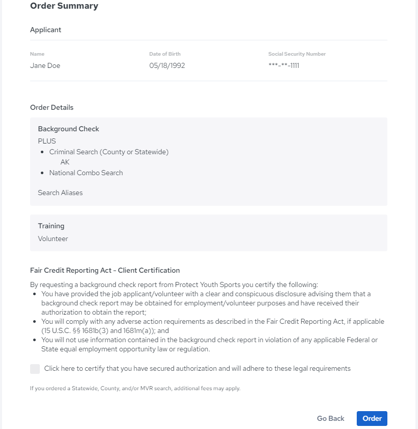 Order a New Background Check – Protect Youth Sports